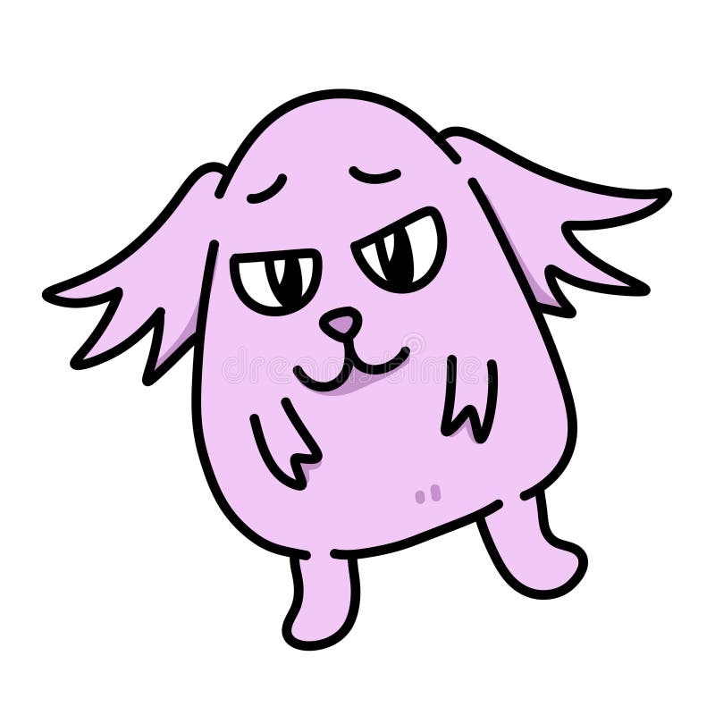 Pink Cartoon of a Cute Monster Stock Illustration - Illustration of ...