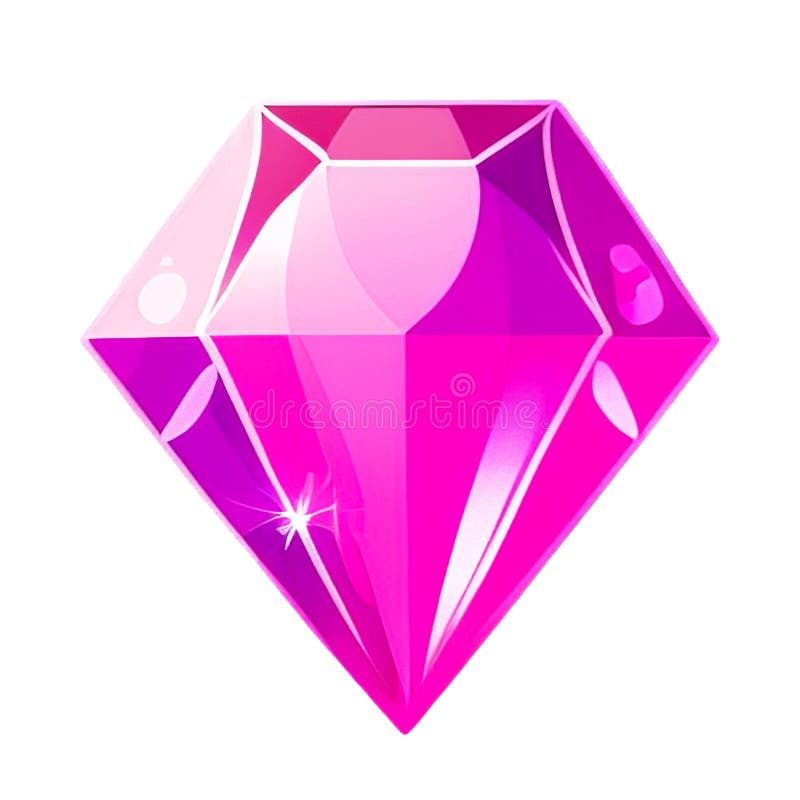 Pink Cartoon Gem Isolated on White Stock Image - Illustration of ...
