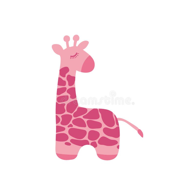 Pink cartoon giraffe. stock vector. Illustration of jungle - 114522001