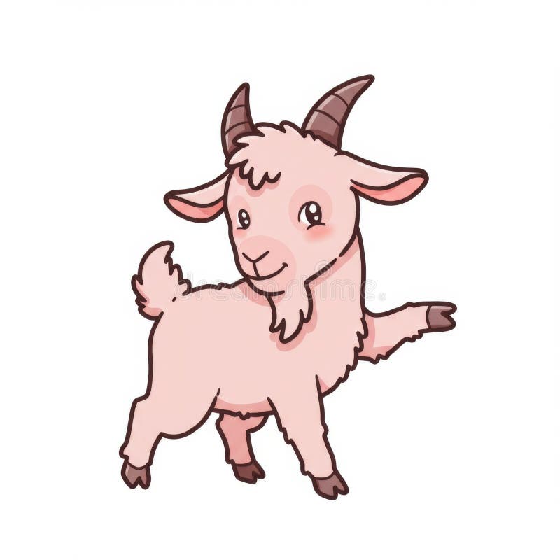 Pink Cartoon Goat Illustration Stock Illustration - Illustration of ...