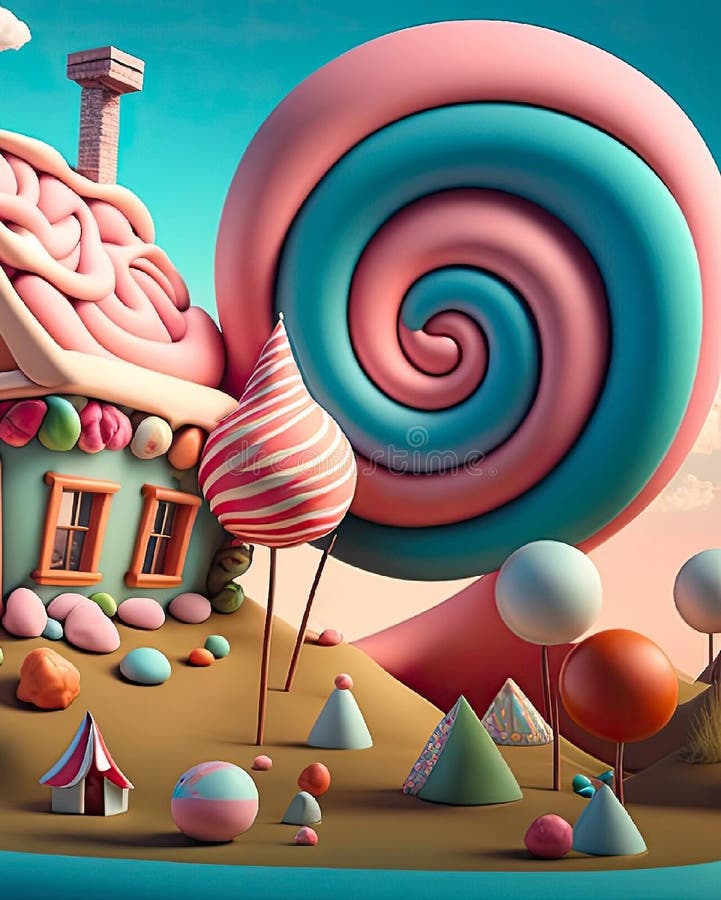 A Pink Castle with a Candy Castle on the Top. Stock Illustration ...