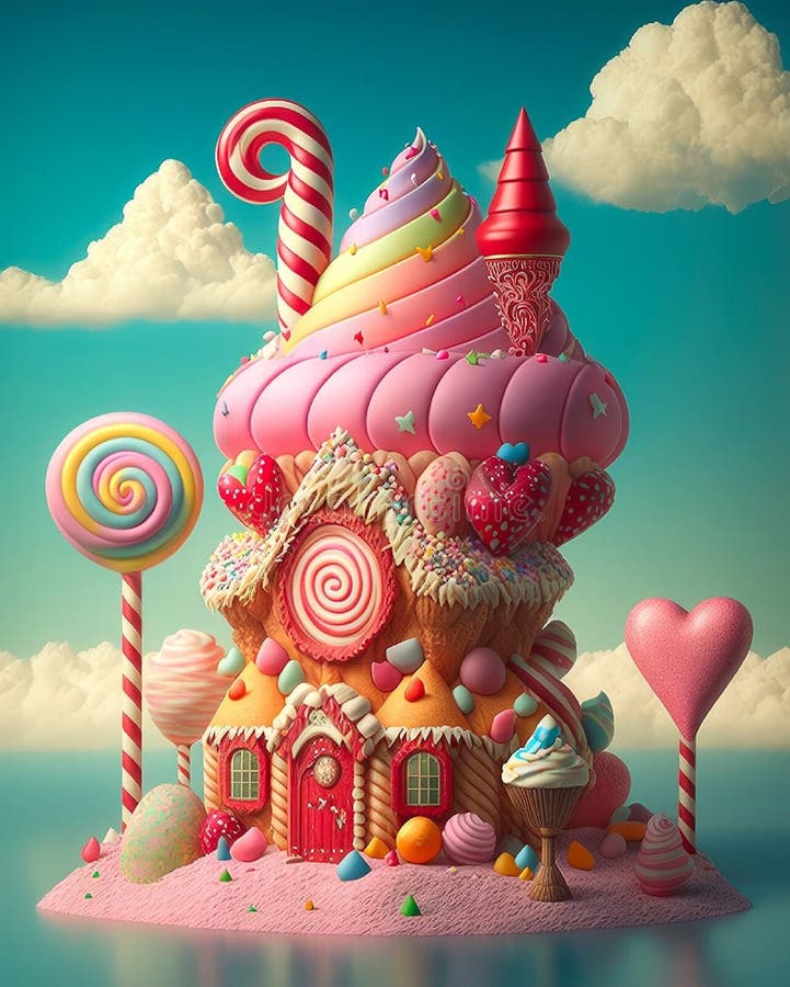 A Pink Castle with a Candy Castle on the Top. Stock Illustration ...