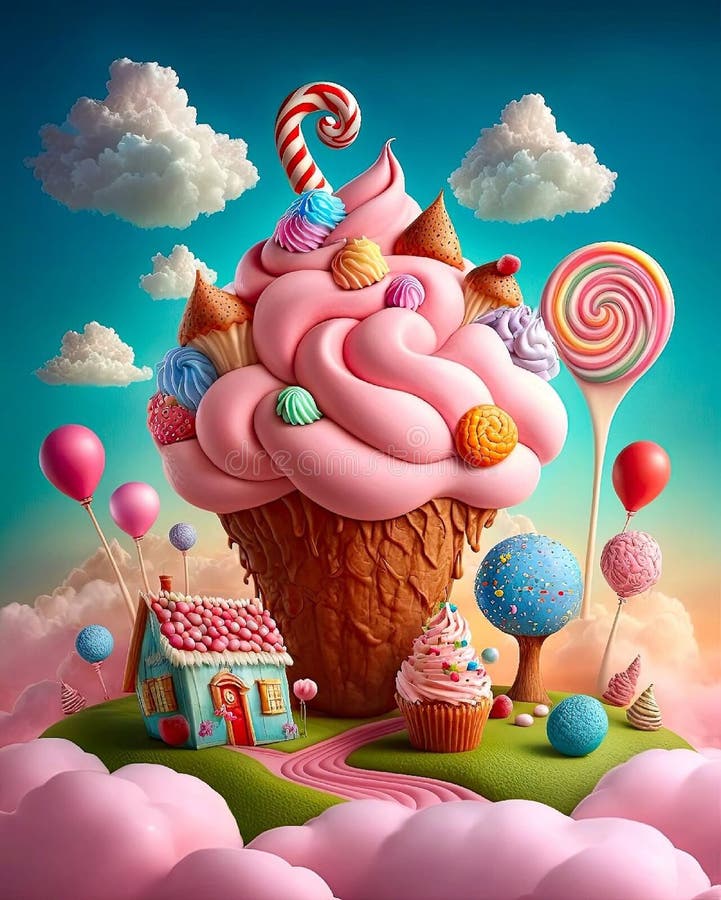 A Pink Castle with a Candy Castle on the Top. Stock Illustration ...