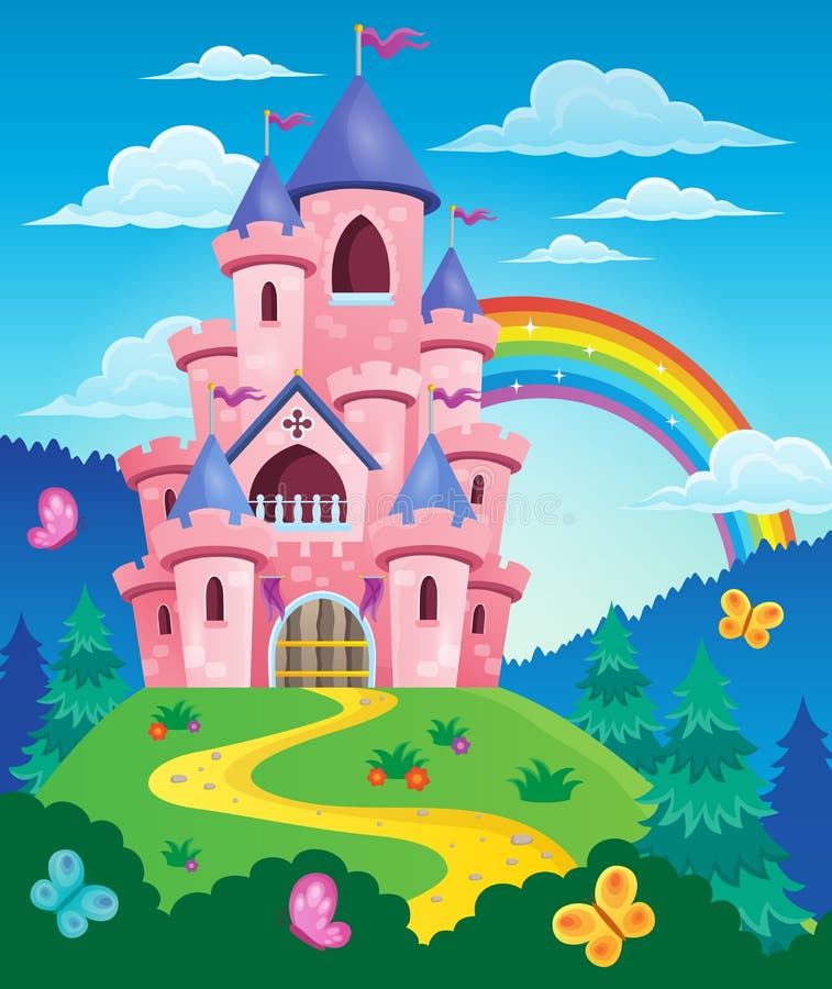 Pink castle theme image 3 stock vector. Illustration of fort - 55402964