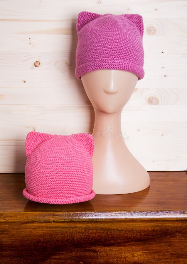 Pink Cat hats stock photo. Image of crochet, knitted - 83123902