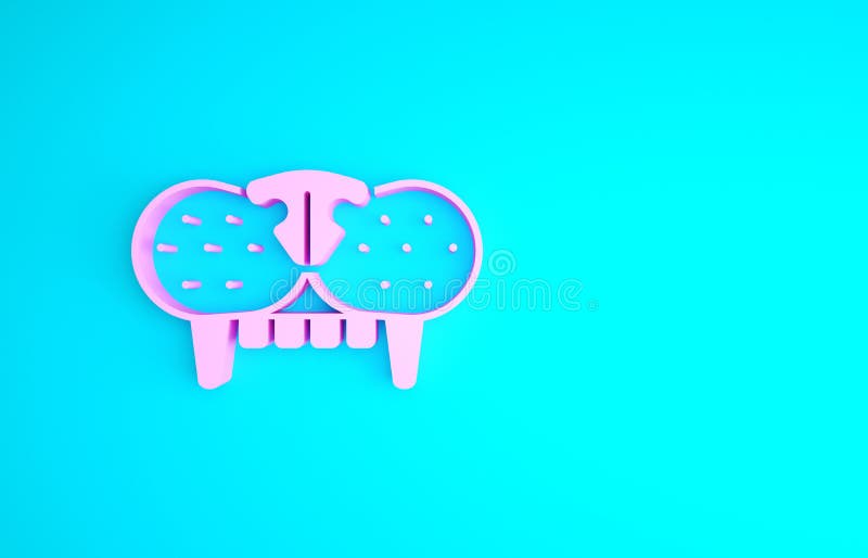 Pink Cat Tooth Icon Isolated on Blue Background. Minimalism Concept ...