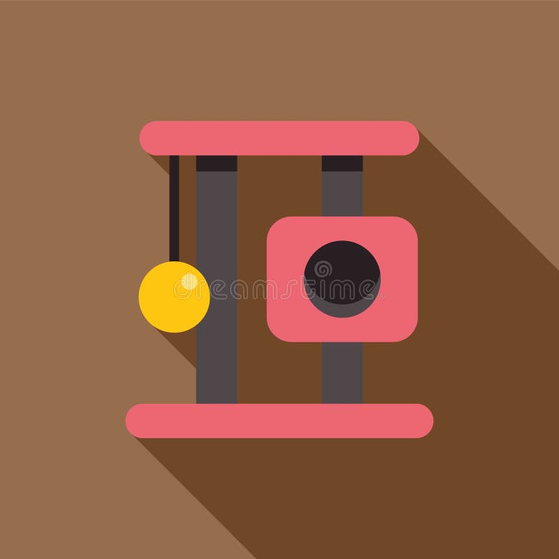 Pink Cat Tree Scratching Post with Hanging Ball Flat Design ...