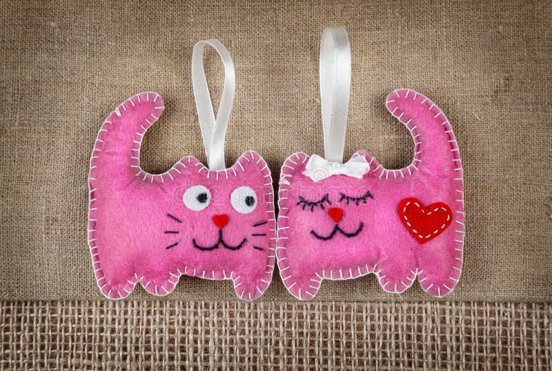 Felt cats stock photo. Image of animal, handmade, cute - 37244436