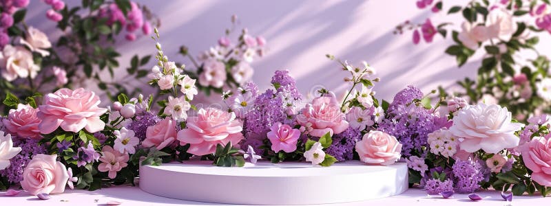 Pink Catwalk and Pink Flowers Stock Photo - Image of scene, beauty ...