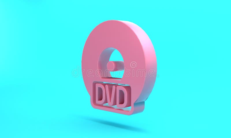 Pink Cd Or Dvd Disk Icon Isolated On Turquoise Blue Background Compact Disc Sign Minimalism
