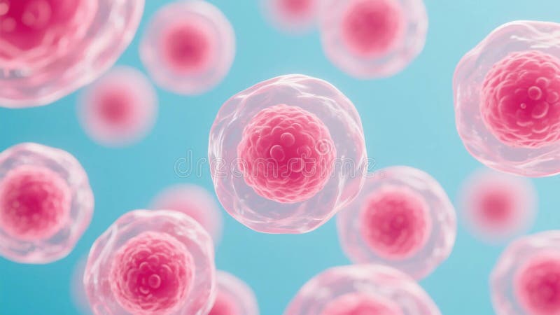Pink Cell Group on Blue Background Stock Illustration - Illustration of ...