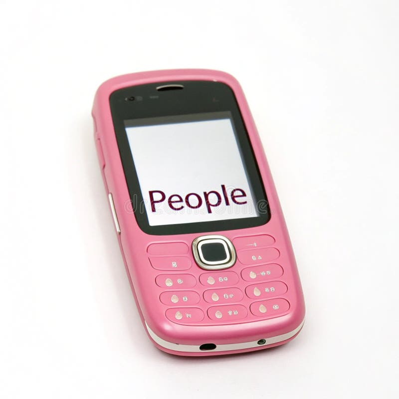 A Pink Cell Phone with a Screen that Says â€œpeopleâ€ on White ...