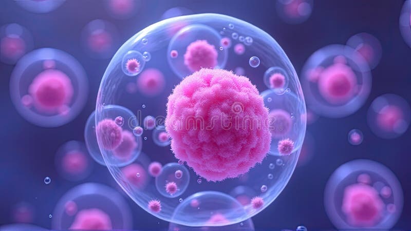 Pink Cell Structures in a Microscopic View. Stock Illustration ...