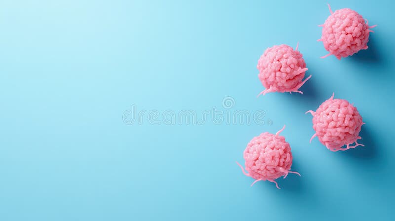 Pink Cells on Blue: a Microbiology Study Stock Illustration ...