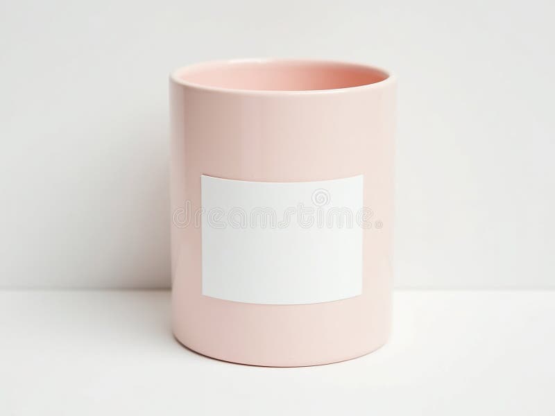 Pink Ceramic Container with a Blank White Label, Modern Design Stock ...