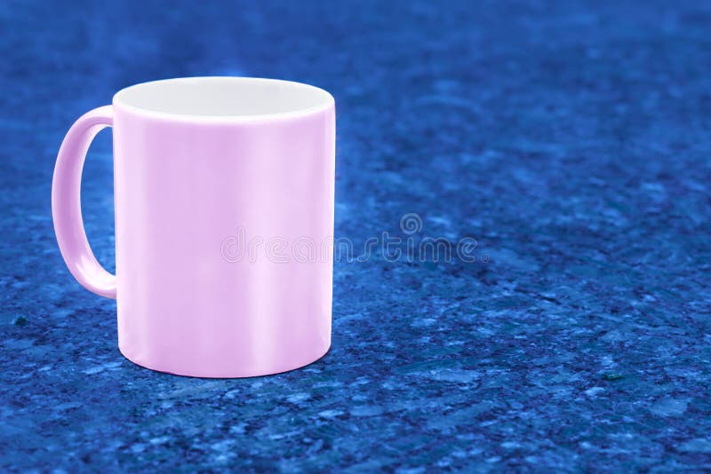 Pink Ceramic Cup Mug on Dark Blue Emerald Spotted Background Stock ...
