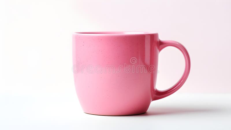 Pink Ceramic Mug on a White Background. Mockup Template with Copy Space ...