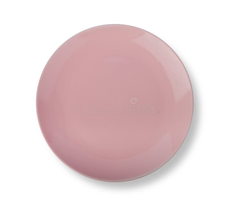 Pink Ceramic Plate on White Background. Top View Stock Image - Image of ...