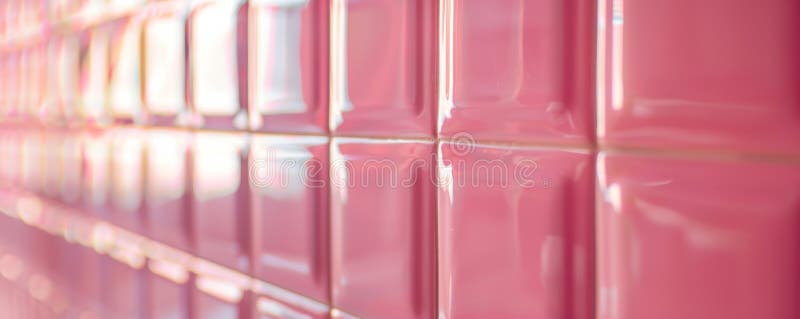 Pink Ceramic Tiles with Glossy Finish, Close-up View. Interior Design ...