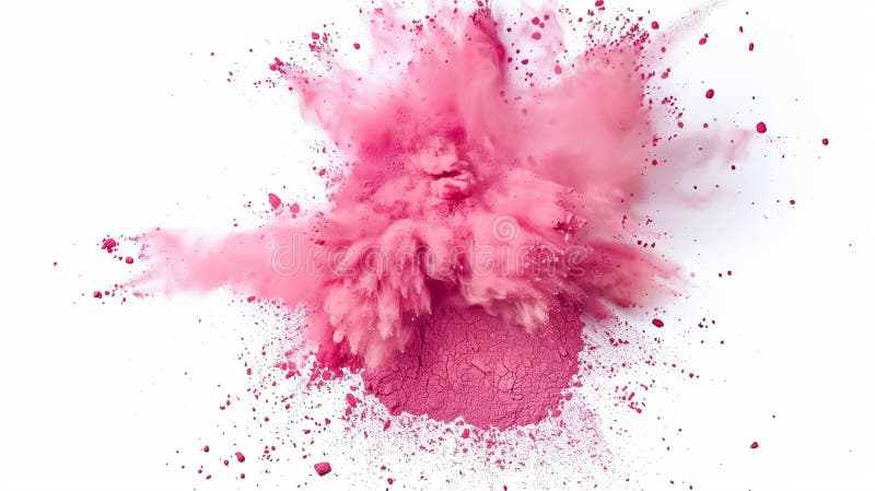 Pink Chalk Powder Explosion on White Background Stock Illustration ...