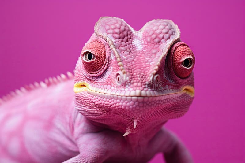 Pink Chameleon on a Pink Background. Generated by Artificial ...