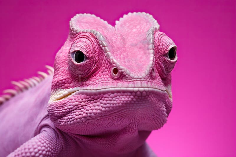 Pink Chameleon on a Pink Background. Generated by Artificial ...
