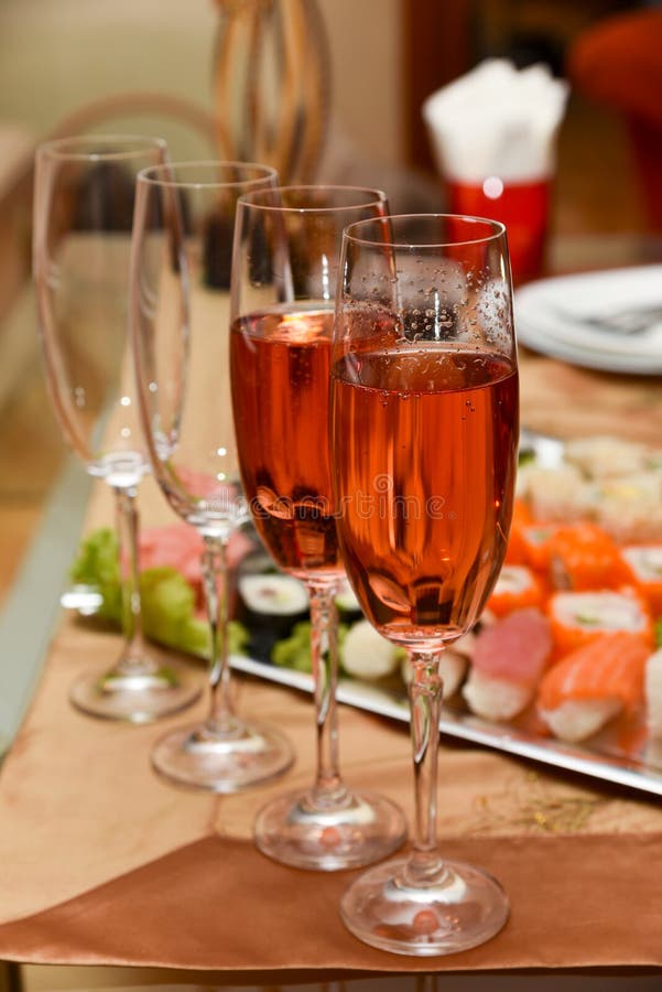 Pink champagne stock image. Image of food, platter, table - 48468657