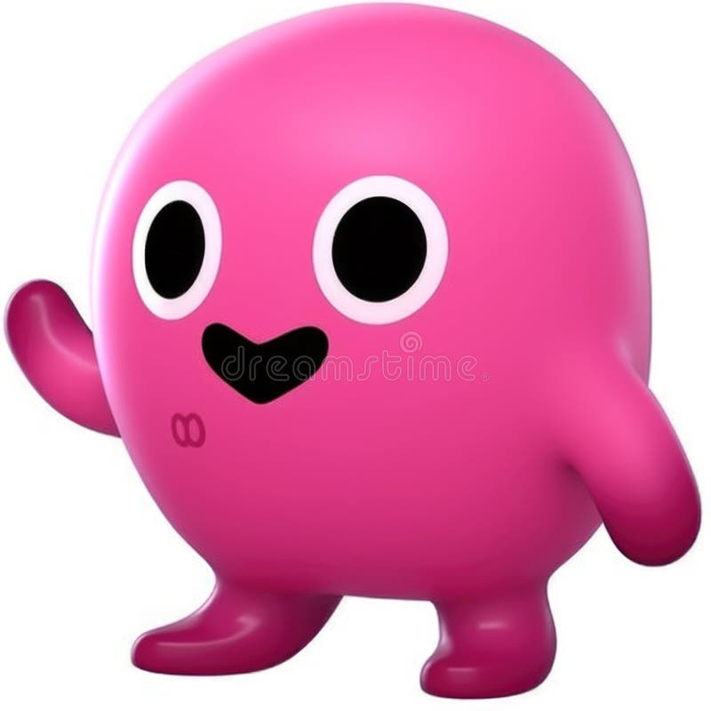 A Pink Character with Big Eyes and a Smile, AI Stock Illustration ...