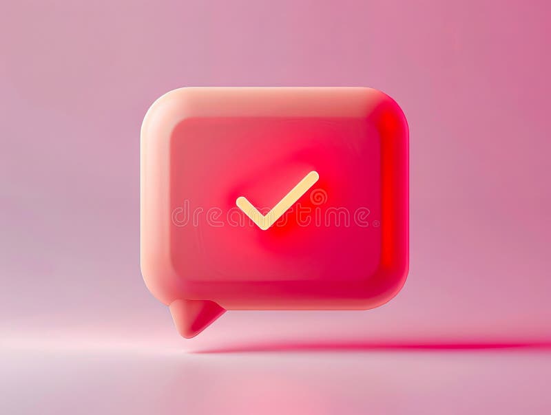 A Pink Check Mark on a Bubble Stock Photo - Image of speech, generated ...