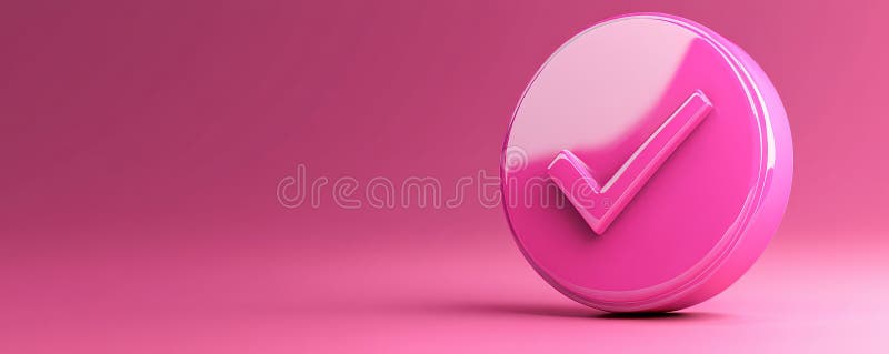 Pink Check Mark on a Circular Button, Minimalistic Style. Positive ...