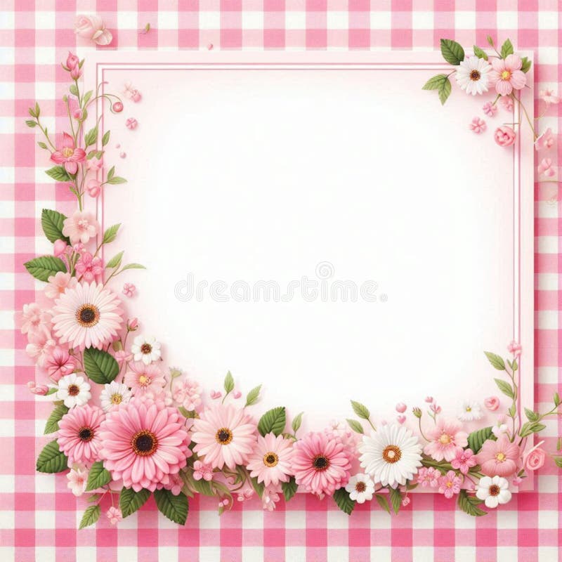 Pink Checker Border Frame with Central Black Stock Photo - Image of ...