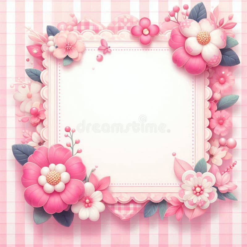 Pink Checker Border Frame with Central Black Stock Image - Image of ...