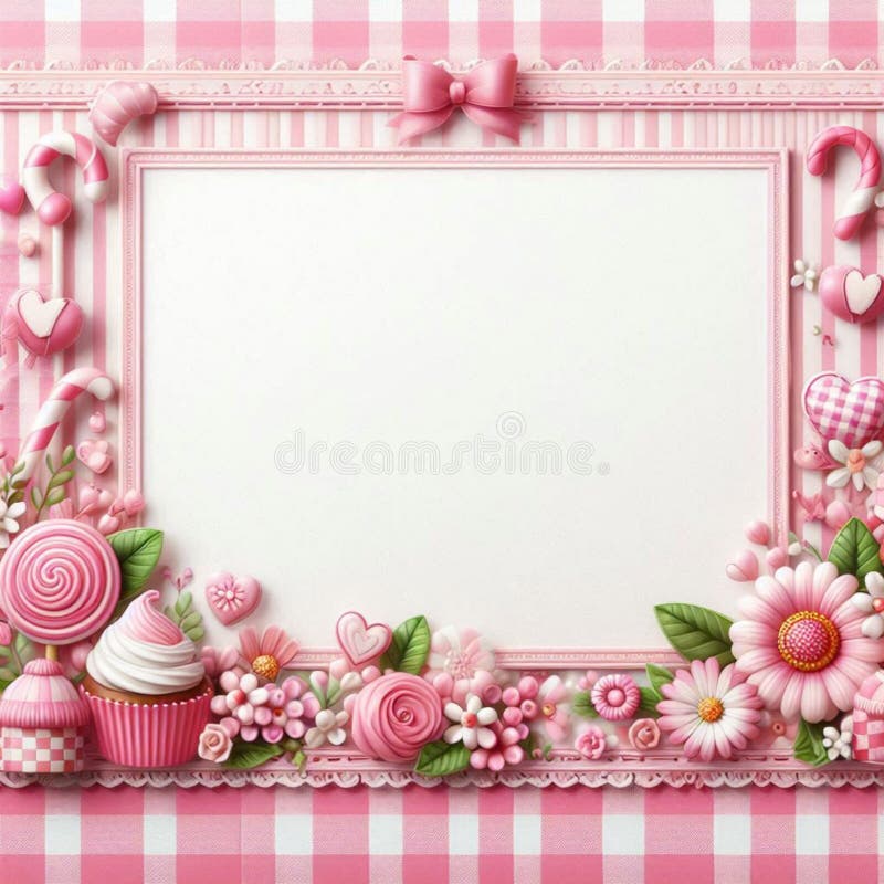 Pink Checker Border Frame with Central Black Stock Image - Image of ...