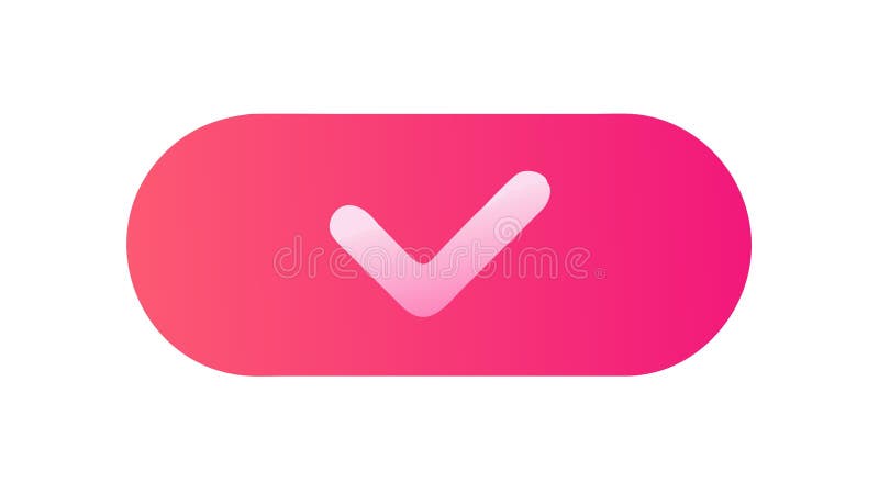 Pink Checkmark Approved Button Icon for Confirmation Task, Vector ...