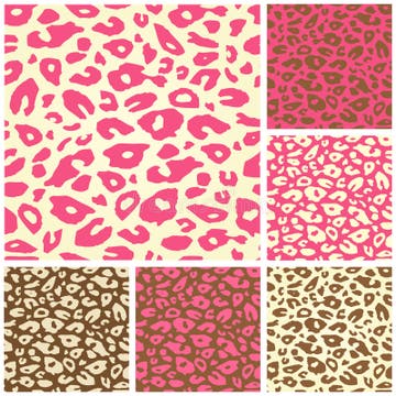 Pink Cheetah Print Seamless Pattern Set Stock Vector - Illustration of ...