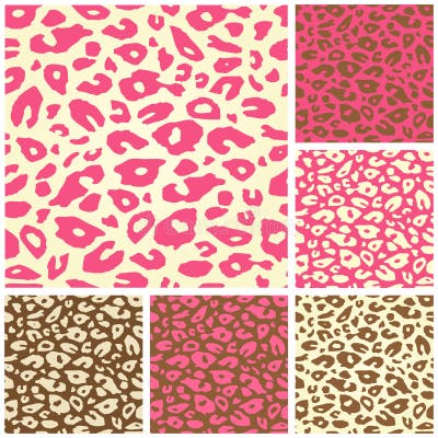 Pink Cheetah Print Seamless Pattern Set Stock Vector - Illustration of ...