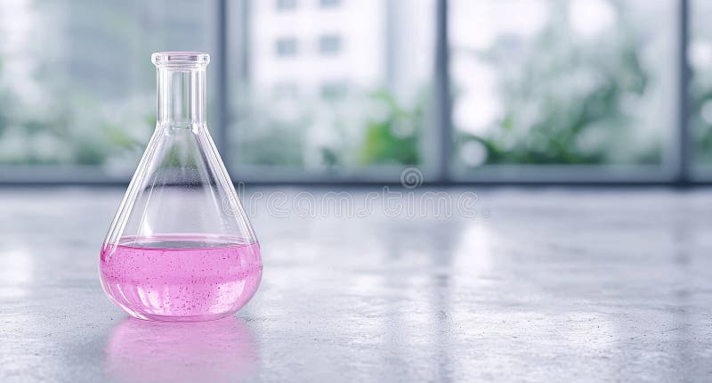 Pink Chemical Solution in Laboratory Glassware Stock Illustration ...