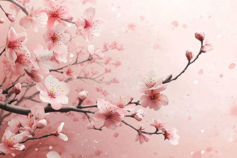 Elegant Cherry Blossom Branches Falling Petals Stock Photos - Free ...