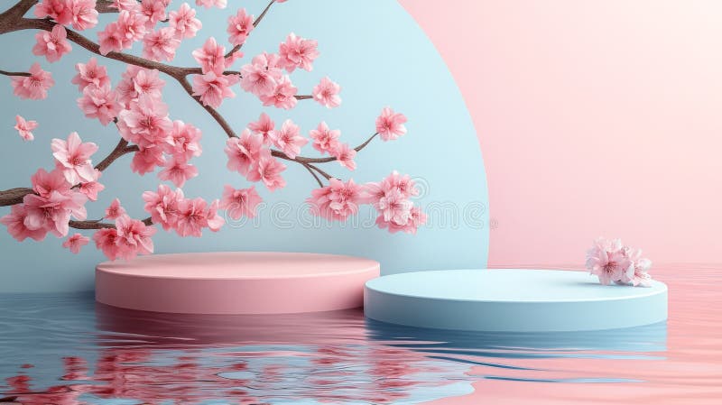 Pink Cherry Blossom Display Stands Stock Illustration - Illustration of ...