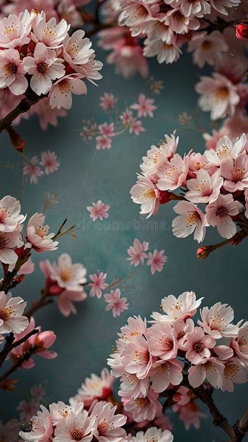 Pink Cherry Blossom Floral Flower Pattern Background Stock Illustration ...