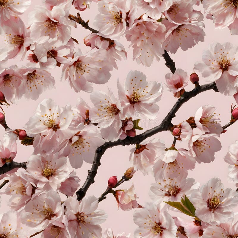 Pink Cherry Blossom Floral Flower Pattern Stock Illustration ...