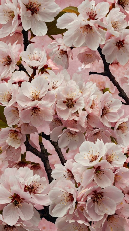 Pink Cherry Blossom Nature Flower Pattern Background Stock Illustration ...