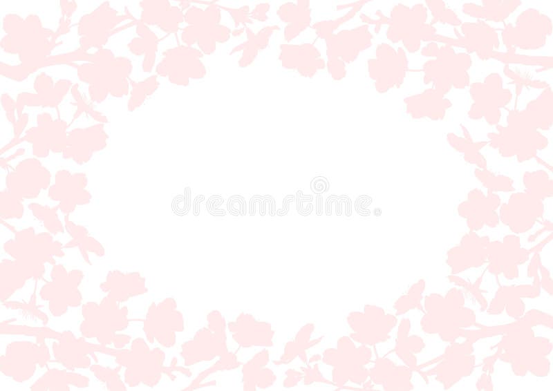 Pink Cherry Blossom Silhouette Frame. A4 Size Horizontal Type Stock ...