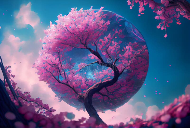 Anime Cherry Blossom Tree Background