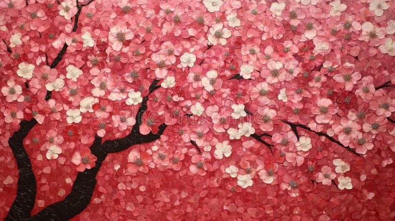Pink Cherry Blossom Tree Painting Texture Stock Illustration ...
