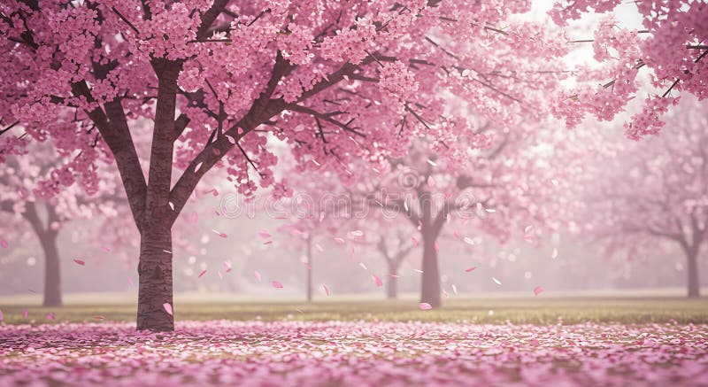 Pink Cherry Blossom Tree Spring Scene Wallpaper Stock Photo - Image of ...