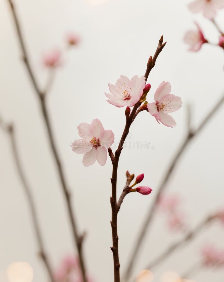 Pink Cherry Blossoms Bloom on a Branch in the Spring. Stock Image ...