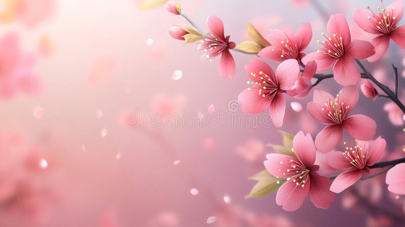 Pink Cherry Blossoms Soft Focus Spring Floral Background Stock ...