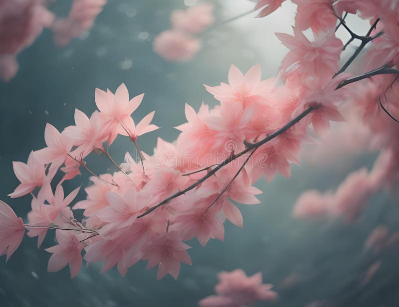 Pink Cherry Blossoms in Spring, Retro Toned Image. Generative Ai Stock ...