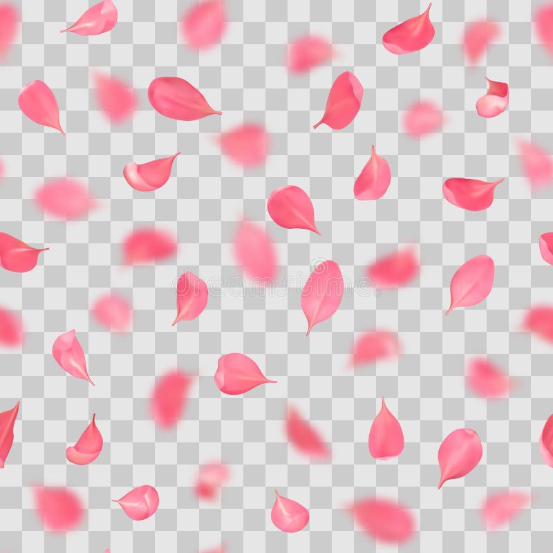 Pink Cherry Petals with Bokeh Effect Seamless Pattern Stock Vector ...